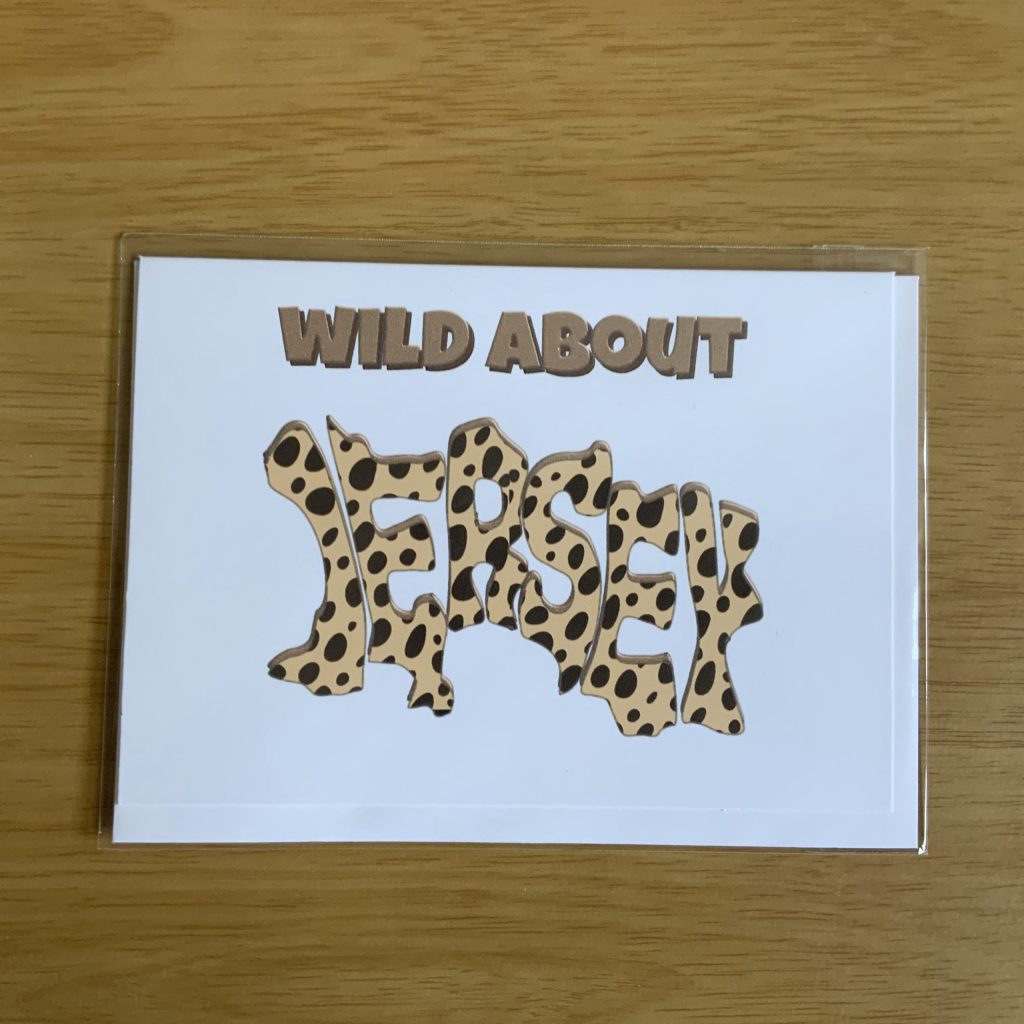 Wild About Jersey Leopard Print Map Greeting Card – Barefoot Bodeez Art
